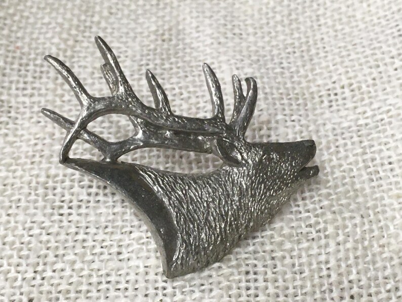 Vintage Pewter Elk Pin: Detailed Cast Animal Brooch - Etsy