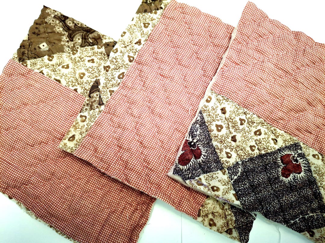 Antique Quilt Piece: BBC Coppers Prop, Repurposed Cotton Fabric - Etsy