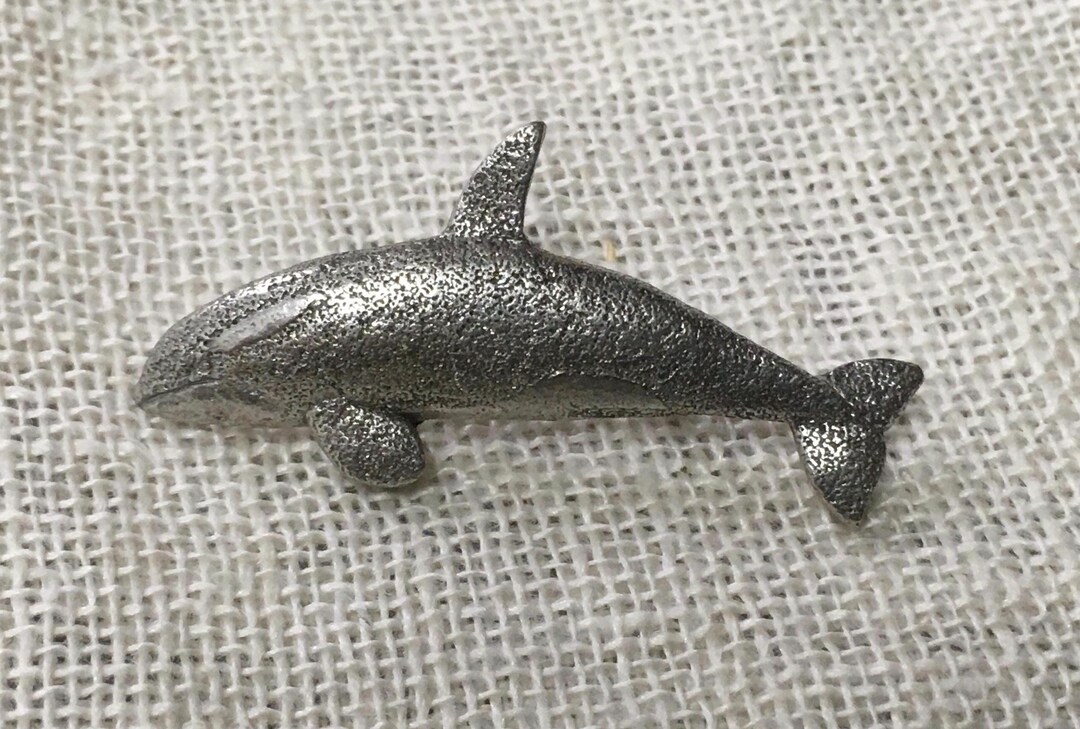 Vintage Pewter Killer Whale Pin, Detailed Cast Orca Brooch, Lapel Pin ...
