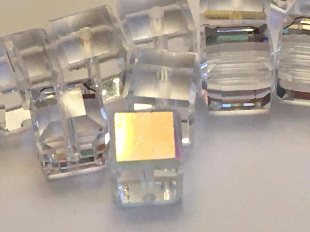 Twelve Vintage Square Swarovski Crystal Clear Beads - 5 Mm Beads - .2 ...