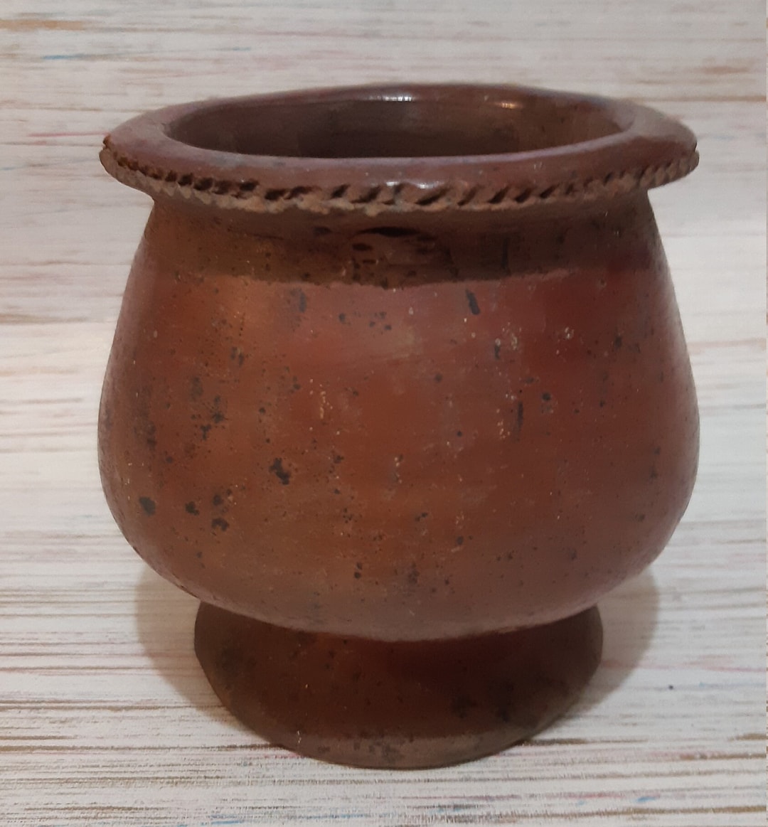Antique Peruvian Drinking Vessel - Hand Built Earthenware Ceramic Bowl ...