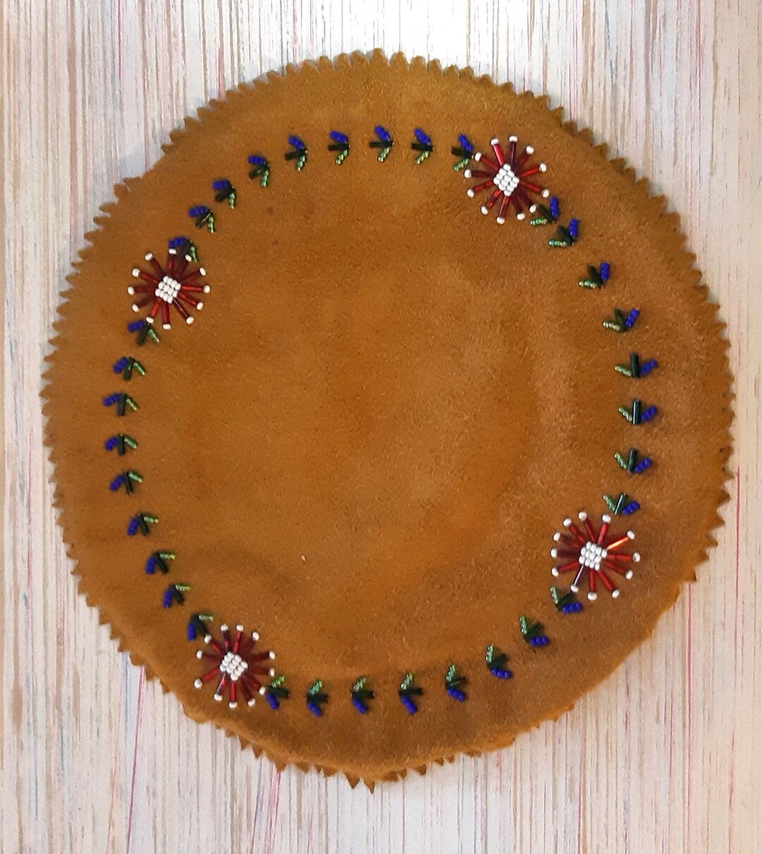Traditional Floral Beadwork on Hide: First Nations Decor - Etsy