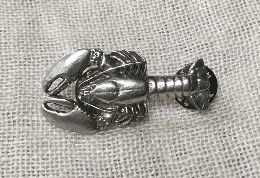 Pewter Lobster Pin, Detailed Cast Pewter, Gift , Lobster Brooch, Lapel ...