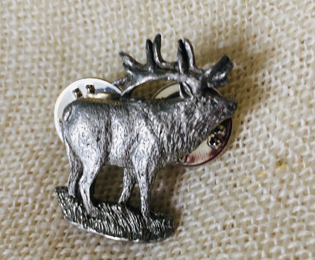 Vintage Pewter Moose Pin: Detailed Buck Lapel Brooch (NOS) - Etsy