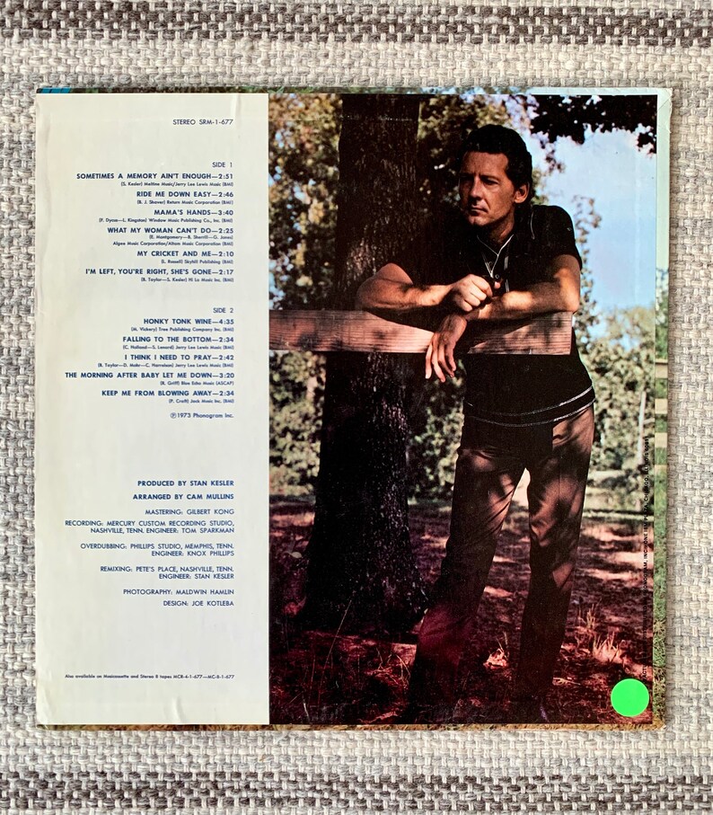 1973 Vintage Vinyl Record Jerry Lee Lewis Sometimes A Memory Ain't ...
