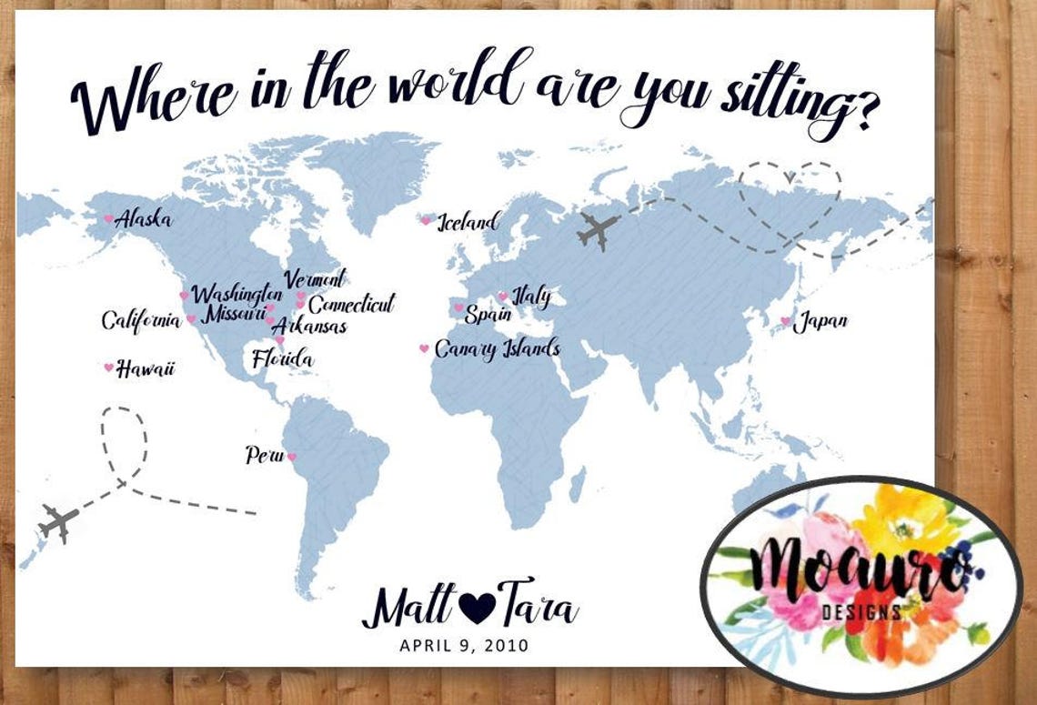 World Map Seating Chart Printable/digital where in - Etsy