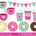 VALENTINE'S CLIPART Coffee and donut clipart donuts | Etsy