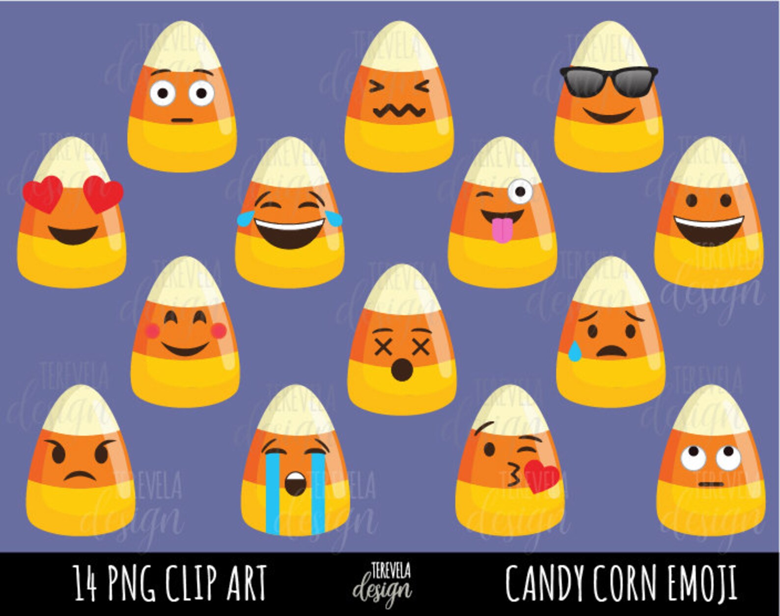 HALLOWEEN Clipart, Emoji Clipart, Candy Corn, Commercial Use, Emoticons ...