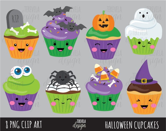 HALLOWEEN Cupcakes Clipart Kawaii Halloween Halloween | Etsy