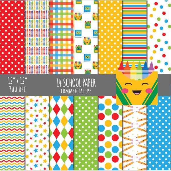 School Digital Paper Back to School Paper Commercial Use - Etsy