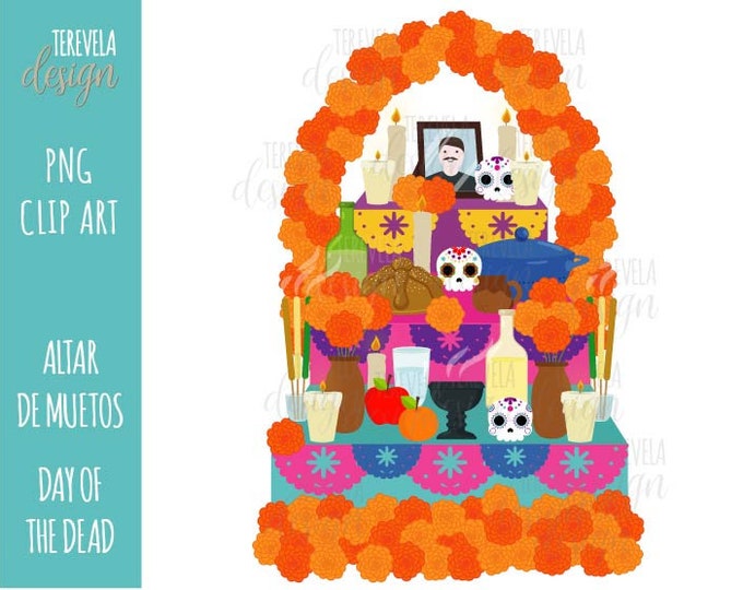 Clipart de Altar de Muertos en blanco y negro, Día de Muertos, imágenes ...
