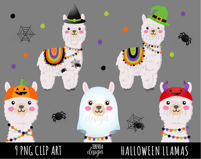 HALLOWEEN Clipart LLAMA Clipart Halloween Llamas Clipart | Etsy
