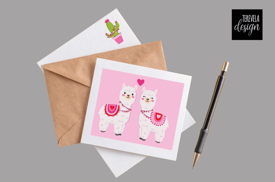 VALENTINE'S LLAMA Clipart Commercial Use Llama Alpaca - Etsy