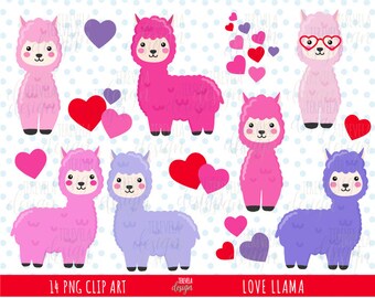 VALENTINE'S LLAMA Clipart Commercial Use Llama Alpaca | Etsy