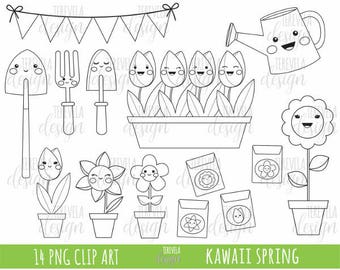 GARDEN Digi Stamp Spring Stamps Commercial Use Gardening | Etsy