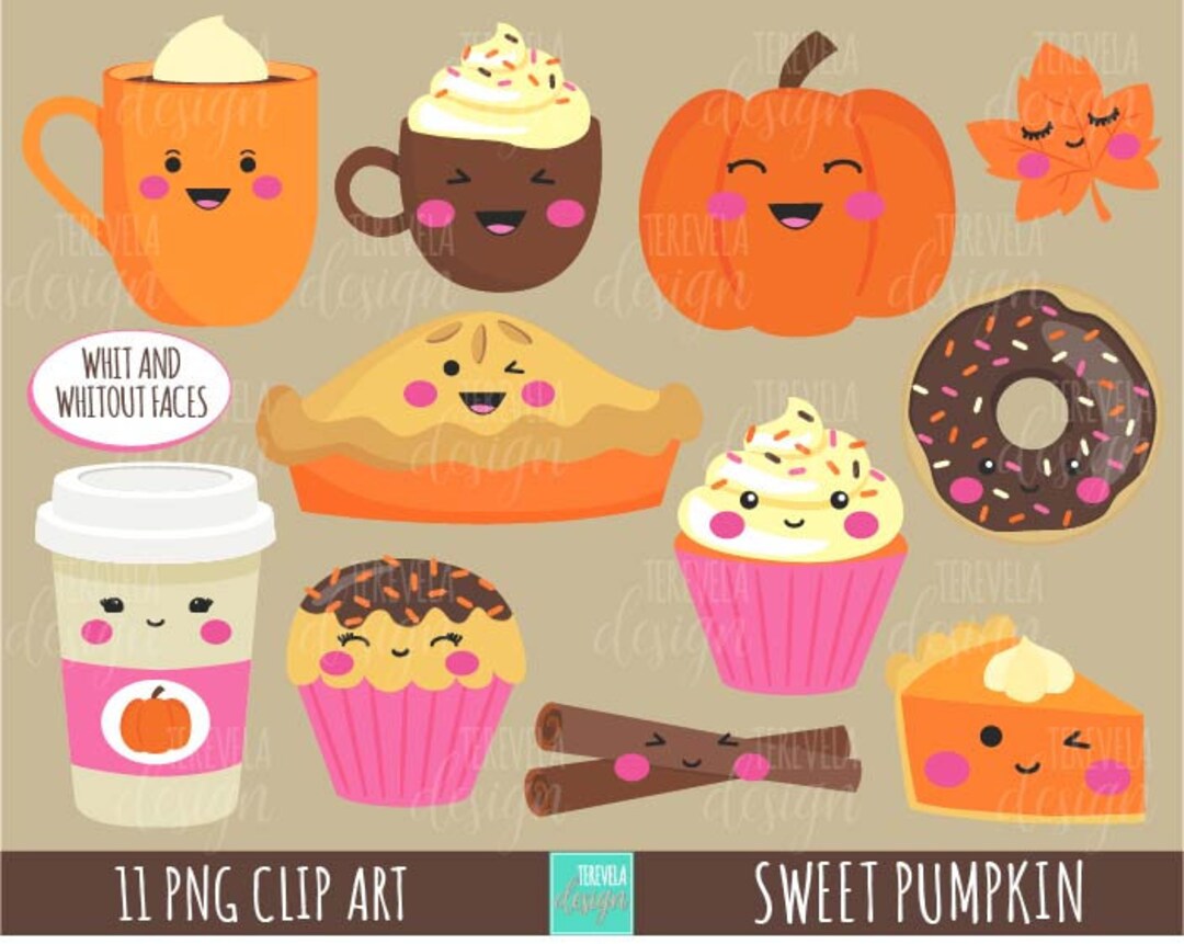 FALL Clipart, Autumn Clipart, Sweet Pumpkin Clipart, Commercial Use ...