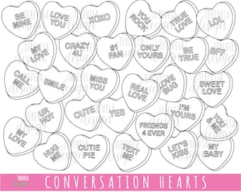 BUY 4 GET 50% OFF Conversation Heart Clip Art Conversation - Etsy