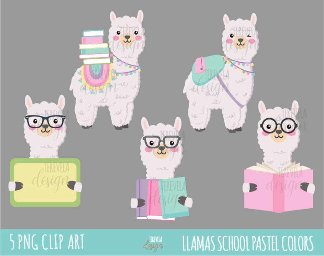 SCHOOL LLAMAS Clipart, LLAMAS, School, Commercial Use, Back to School ...