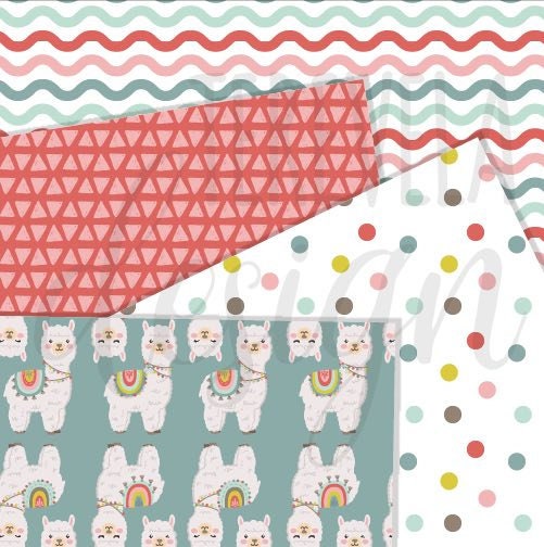 LLAMA Paper Set, Cute Llama, Alpaca, Cactus, Commercial Use, Paper Pack ...
