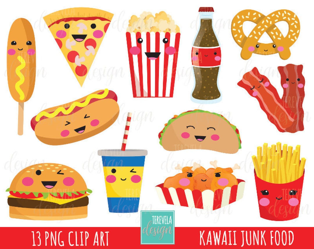 Junk Food Clipart, Fast Food Clipart, Kawaii Clipart, Commercial Use ...