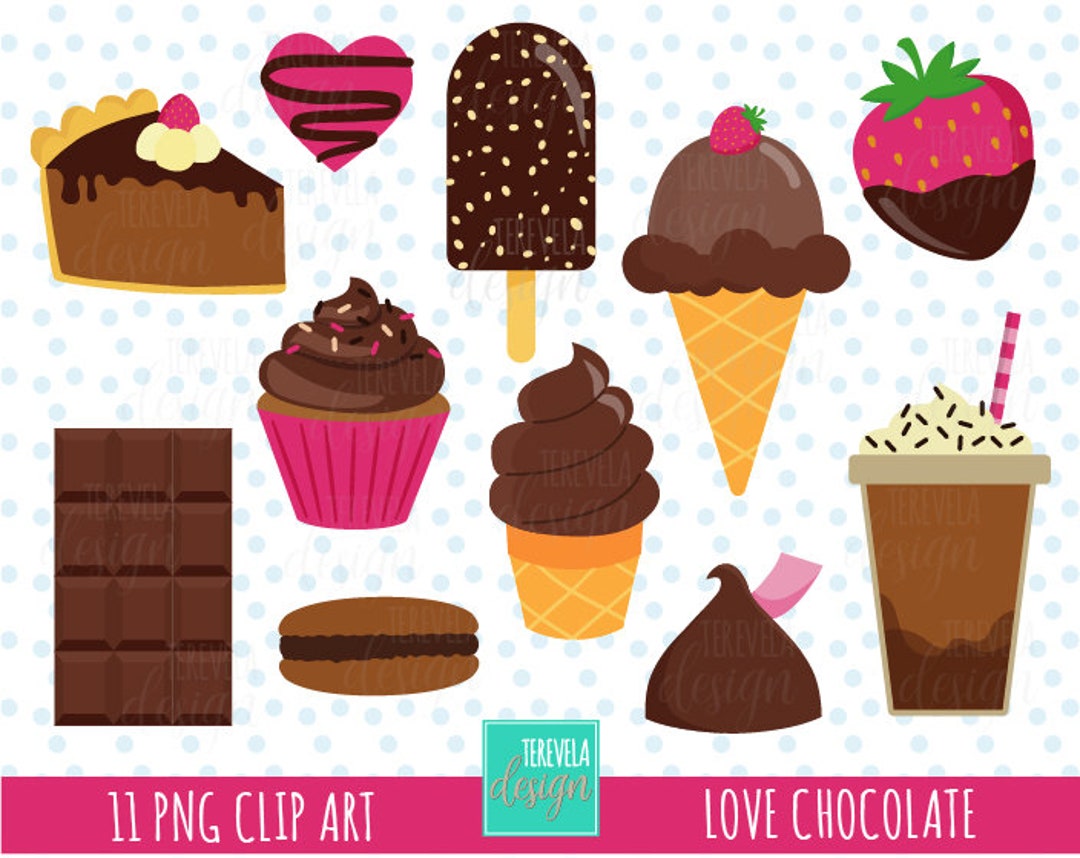 CHOCOLATE Clipart, Love Clipart, Commercial Use, Valentine's Day, Food ...