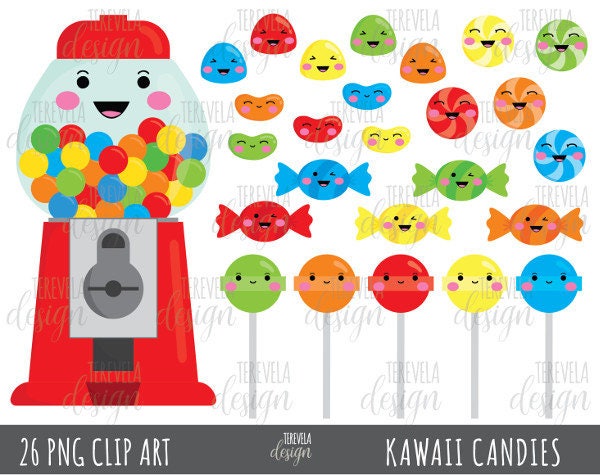 CANDY clipart bubble gum clipart kawaii candies clipart | Etsy