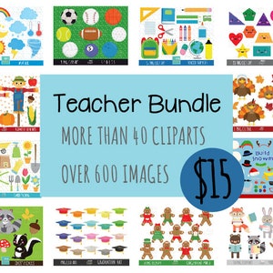 TEACHERS BUNDLE Clipart, Mega Sale, Cute Graphics, Kawaii Clipart, SALE ...