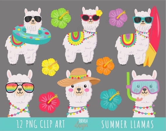 Sommer Clipart Lama Clipart SOMMER LAMA Pool Party - Etsy
