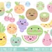 Kawaii FRUIT Clipart Pastel Colors Fruits Commercial Use | Etsy