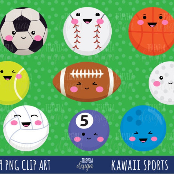 Sports Balls Clipart - Etsy