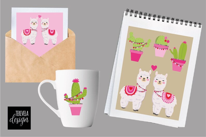 VALENTINE'S LLAMA Clipart Commercial Use Llama Alpaca - Etsy