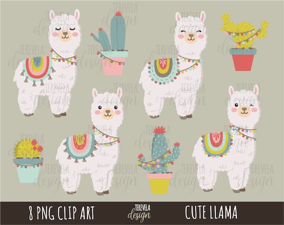 CUTE LLAMA clipart alpaca clipart commercial use Llama | Etsy