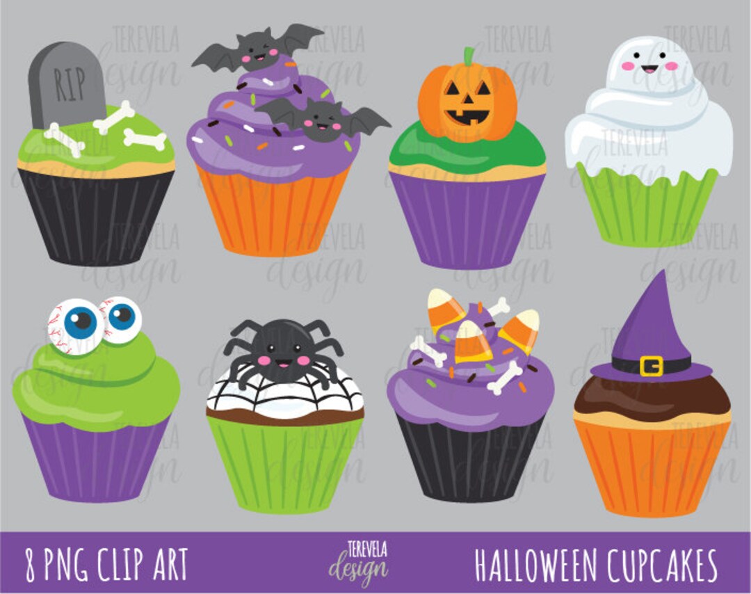 HALLOWEEN Cupcakes Clipart, Halloween Clipart, Commercial Use, Instant ...