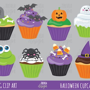 HALLOWEEN Cupcakes Clipart, Halloween Clipart, Commercial Use, Instant ...