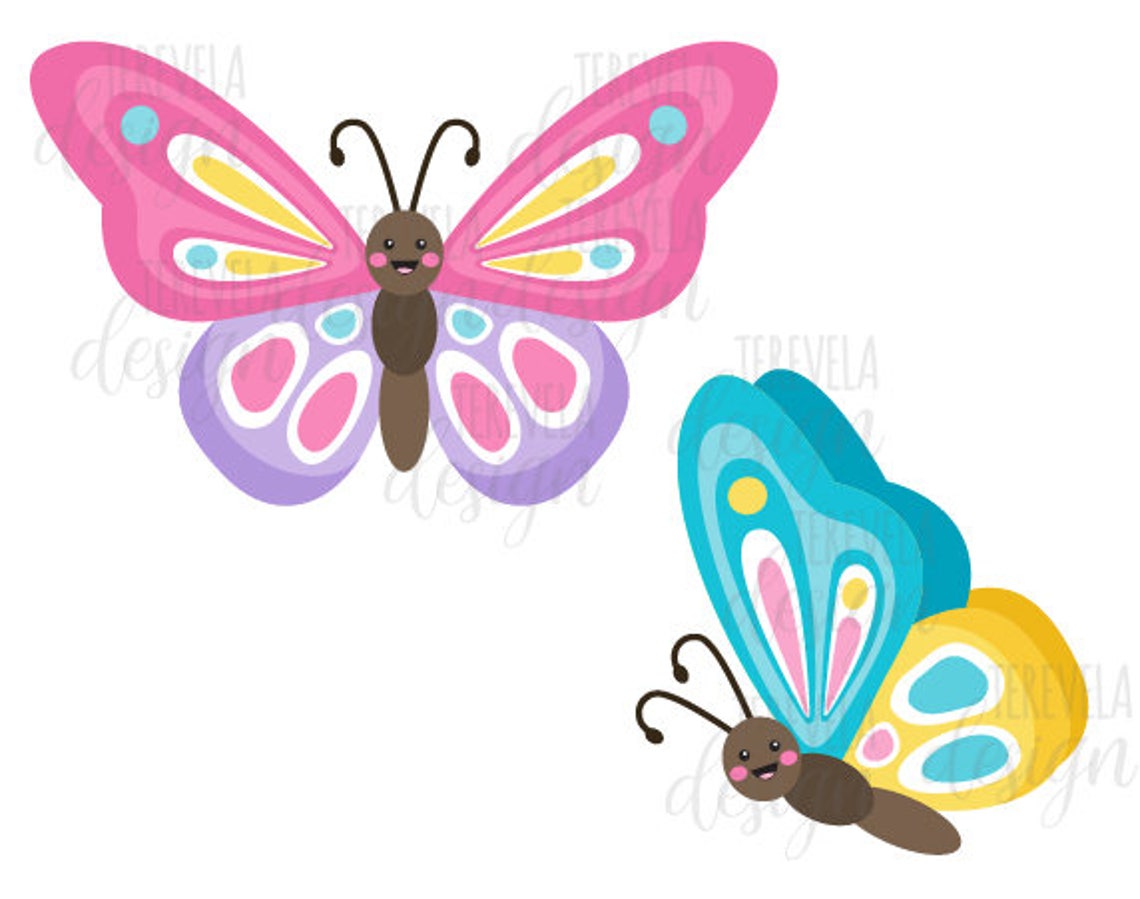 BUTTERFLIES Clipart, Butterfly Clip Art, SPRING Clipart, Kawaii Clipart ...