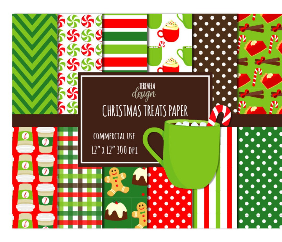 CHRISTMAS Paper, CHRISTMAS TREATS Paper, Commercial Use, Paper Pack ...