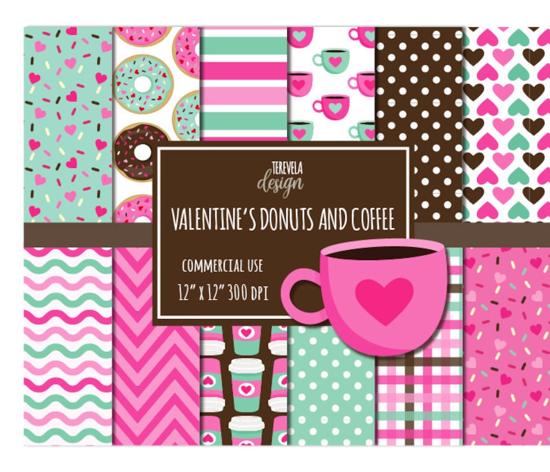 VALENTINE'S Paper Set, Donuts Paper Set, Commercial Use, Paper Pack ...