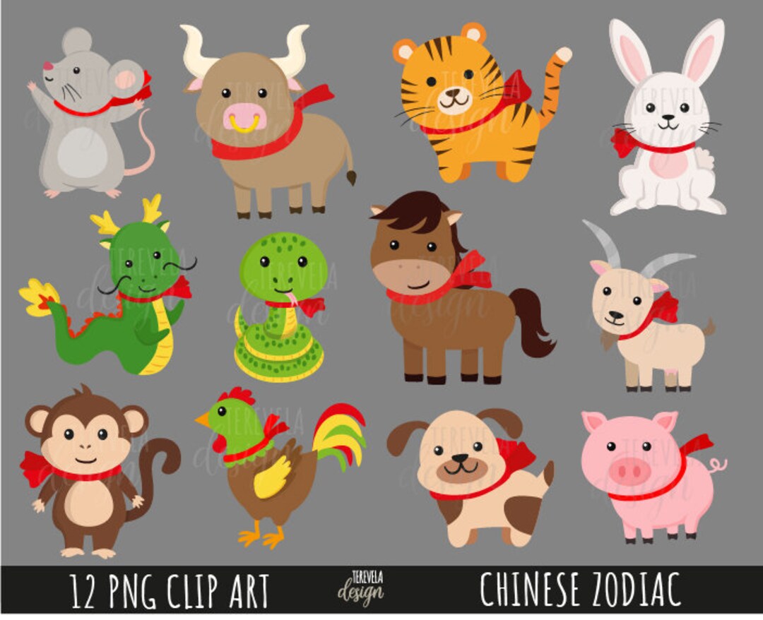 Chinese New Year Clipart, Chinesw Zodiac Animals, Commercial Use ...