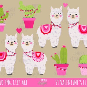 VALENTINE'S LLAMA Clipart, Commercial Use, Llama, Alpaca Clipart ...
