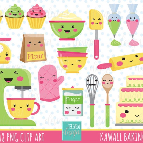 Kawaii Kitchen Clipart Kawaii Cooking Clip Art Cute Kitchen - Etsy