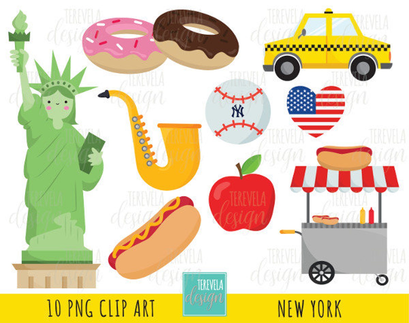 NEW YORK Clip Art Commercial Use Statue of Liberty NY Usa - Etsy
