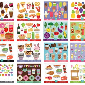 FOOD BUNDLE Clipart, Mega Sale, Cute Graphics, Kawaii Clipart, SALE ...
