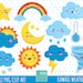 WEATHER Clipart, Weather Icons, Commercial Use, Kawaii Wather Graphic ...