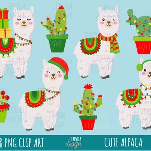 CHRISTMAS LLAMA Clipart, Commercial Use, Christmas, Llama, Alpaca ...