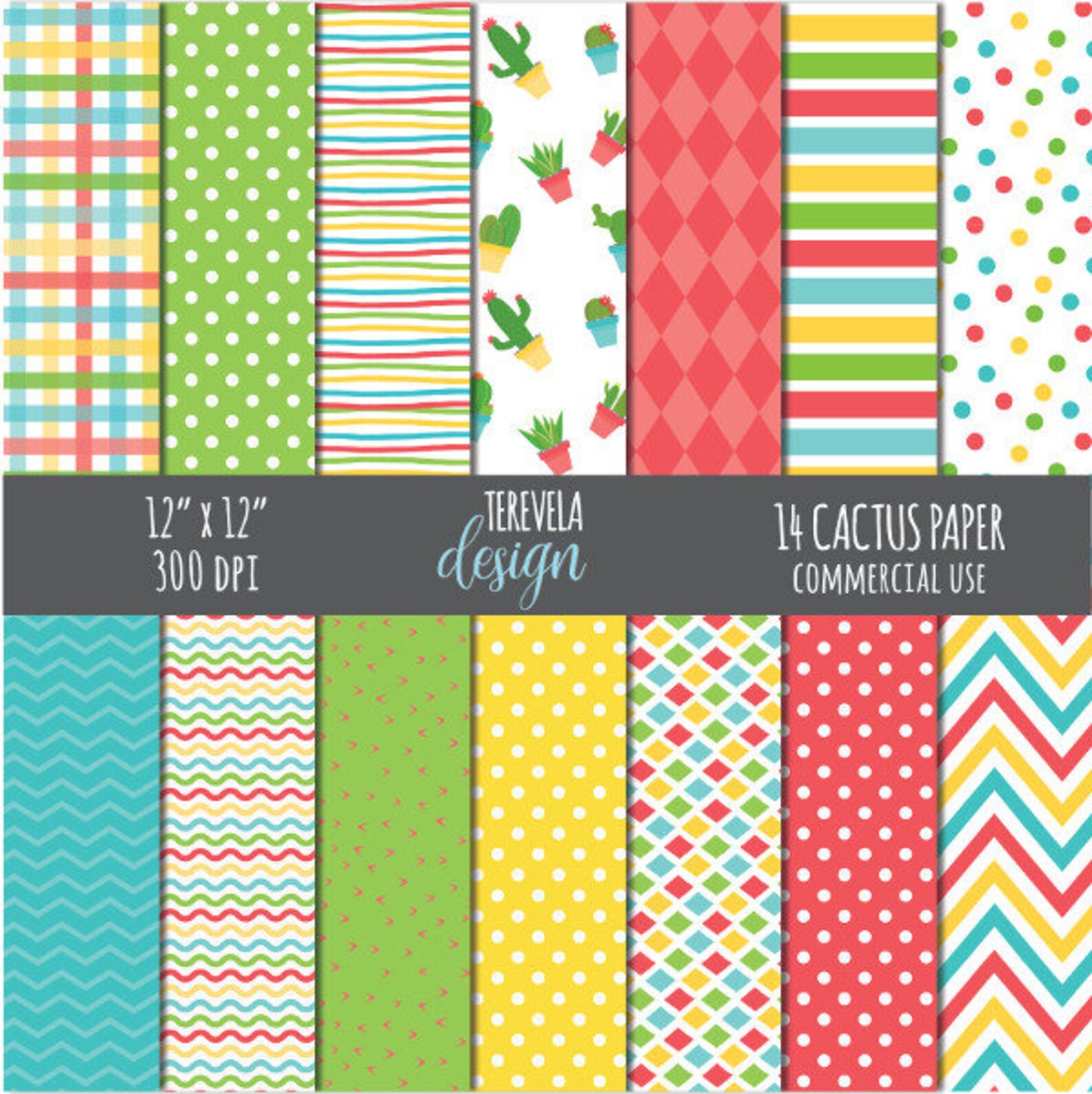 CACTUS Paper Set Commercial Use Paper Pack Digital | Etsy