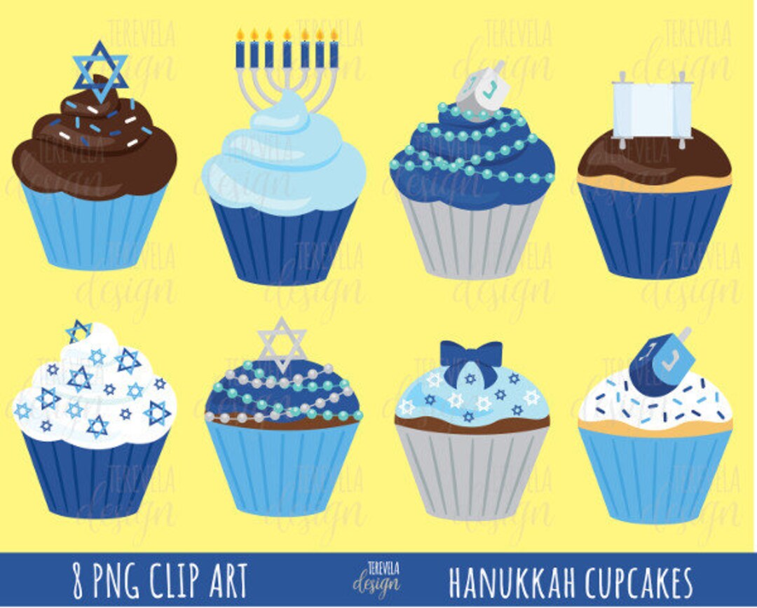 HANUKKAH Cupcakes Clipart, Hanukkah Clipart, Commercial Use, Instant ...