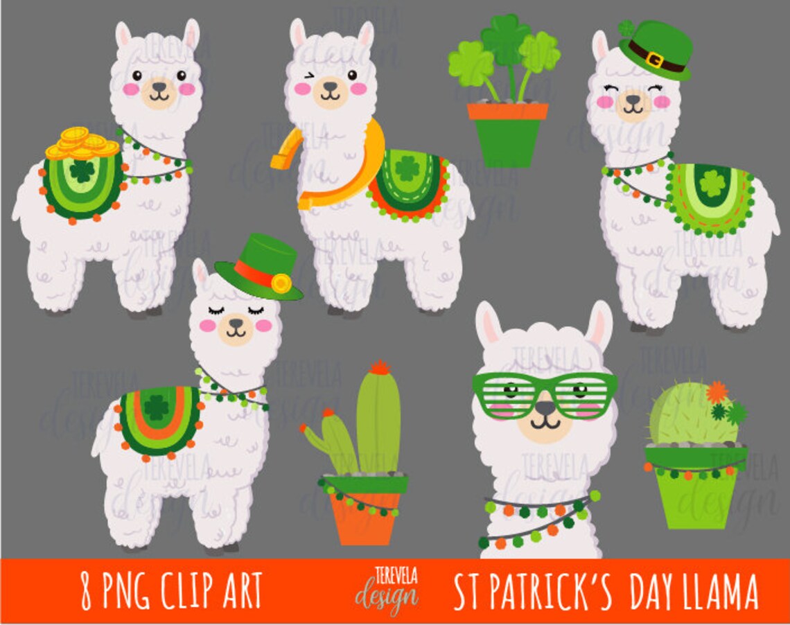 ST PATRICK'S Day Llama Clipart Commercial Use Llama St | Etsy