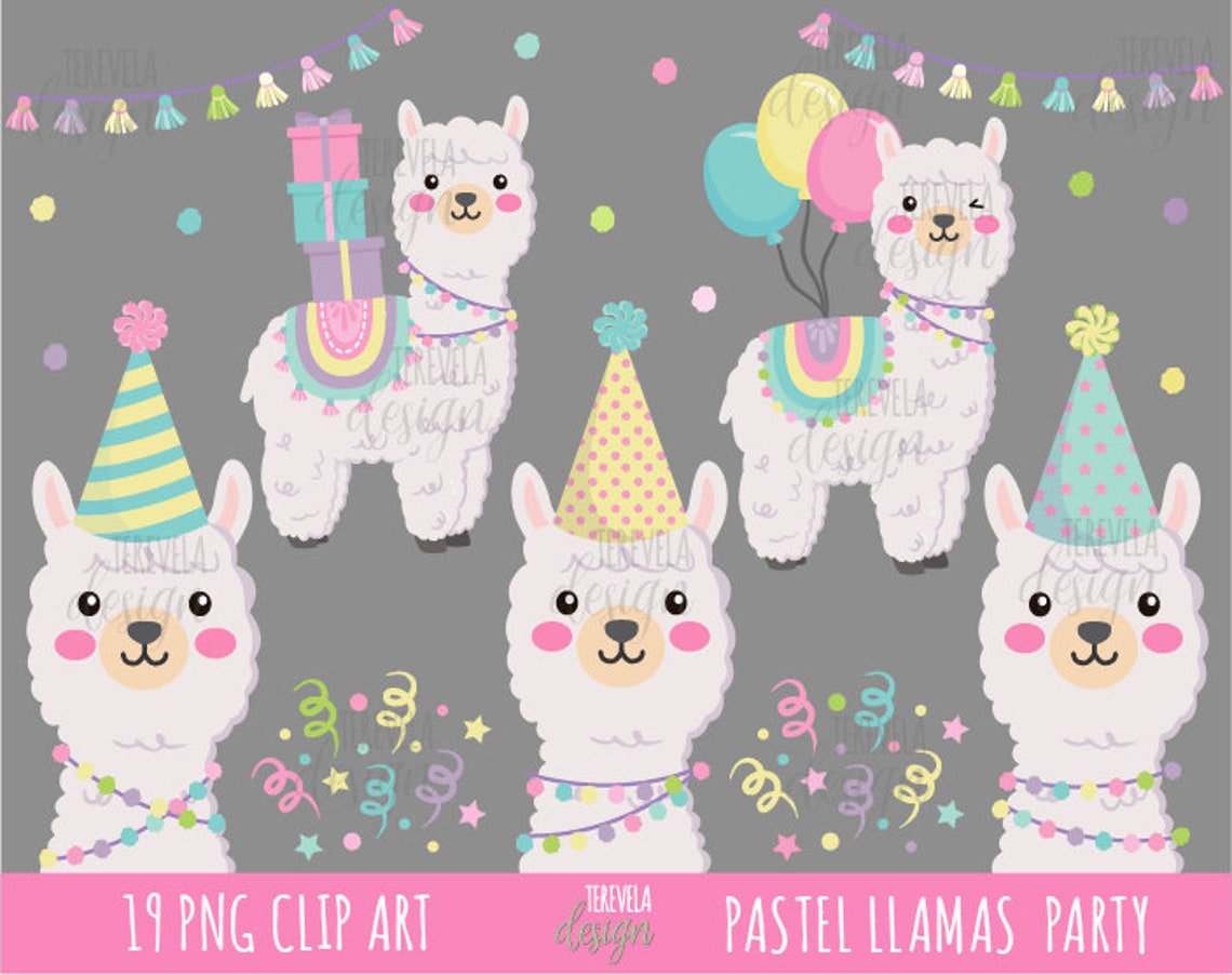 Llama Clipart PASTEL COLOR LLAMA Party Clipart Commercial - Etsy