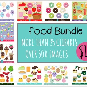 FOOD BUNDLE Clipart, Mega Sale, Cute Graphics, Kawaii Clipart, SALE ...