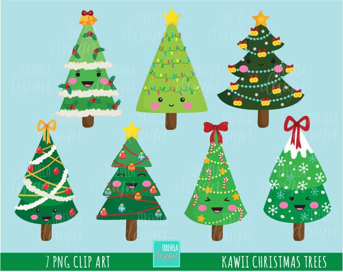 CHRISTMAS TREES Clipart Christmas Clipart Commercial Use - Etsy